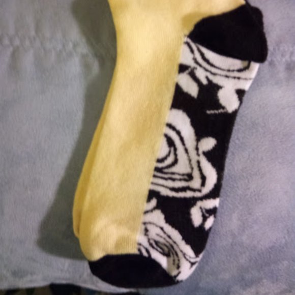 Accessories | Light Yellow With Black Roses Socks | Poshmark